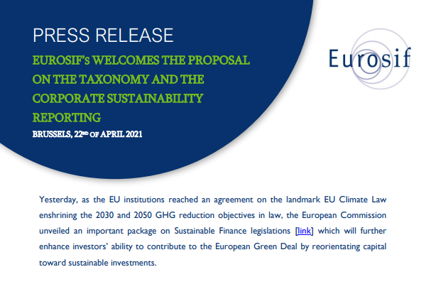 Press Release - Sustainable Finance Package European Commission - EUROSIF