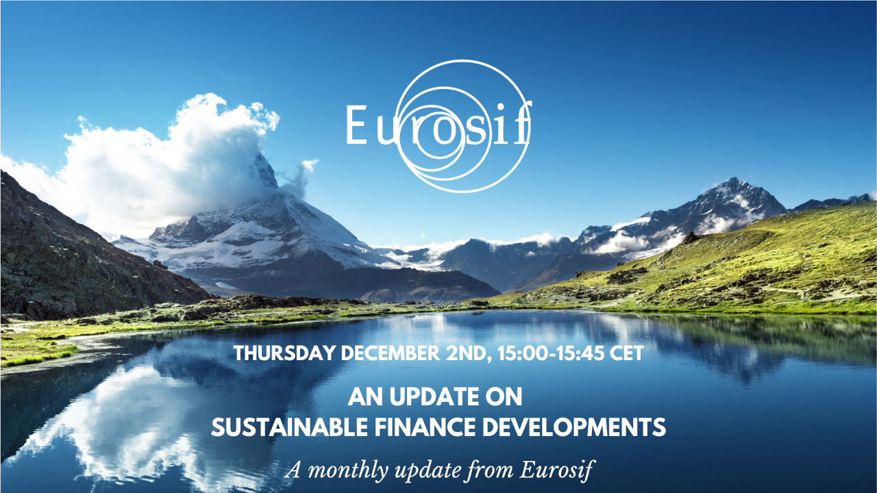 Monthly Sustainable Finance update - December 2021 - EUROSIF